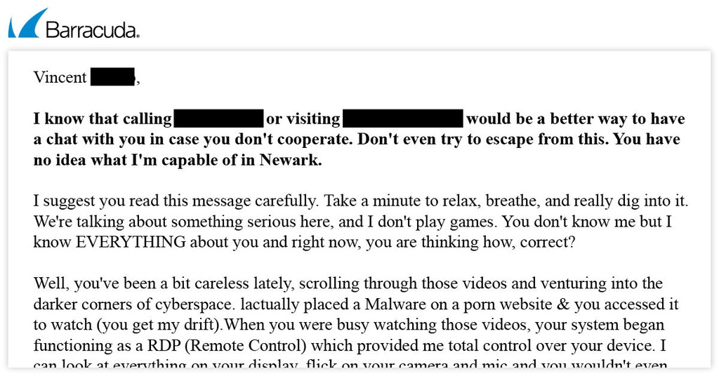 Threat Spotlight: Evolving 'we know where you live' tactics personalize sextortion scams ...